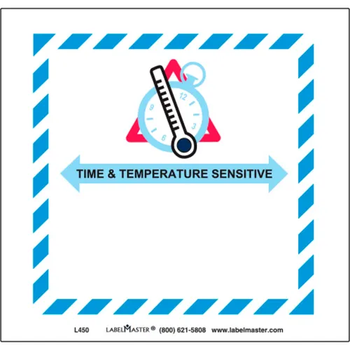 LabelMaster® Labels w/ "Time & Temperature Sensitive" Print, 4-3/4"L x ...
