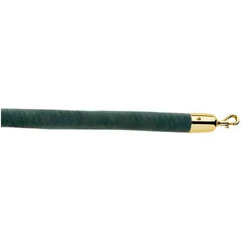 Lavi Industries 6'L Evergreen Velour Rope With Polished Brass Hooks