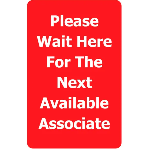 Tensabarrier® Classic Acrylic Sign, "Please Wait Here For Next ...