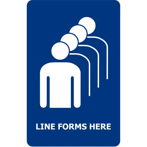 Tensabarrier® Classic Acrylic Sign, "Line Forms Here", 7"Wx11"H, Blue/White