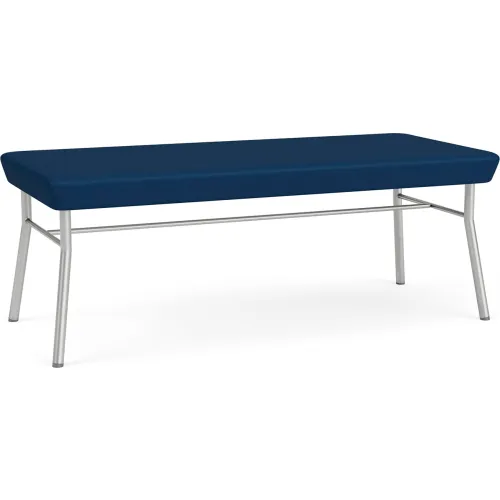 Lesro Chat 2 Seat Rectangular Reception Bench, Silver Frame, Patriot ...