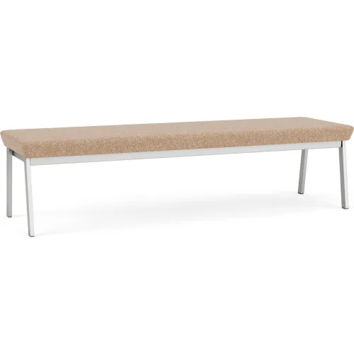 Lesro Newport 3 Seat Rectangular Reception Bench, Silver Frame ...