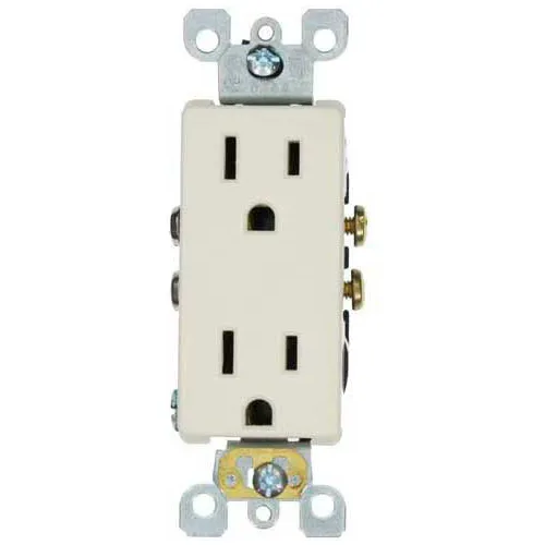 Leviton 5325-ST 15A, 125V, Decora Duplex Receptacle, Self-Grounding ...