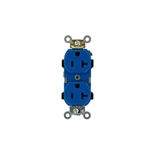 Leviton 5352-BU 20A, 125V, Duplex Receptacle, Blue - Pkg Qty 10