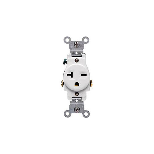 Leviton 5821-W 20A, 250V, NEMA 6-20R, 2P, 3W, Single Recpt., Grounding ...