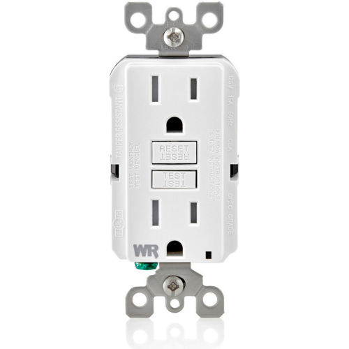 Leviton GFWT1-W 15A SmartlockPro Self-Test GFCI Duplex Receptacle ...