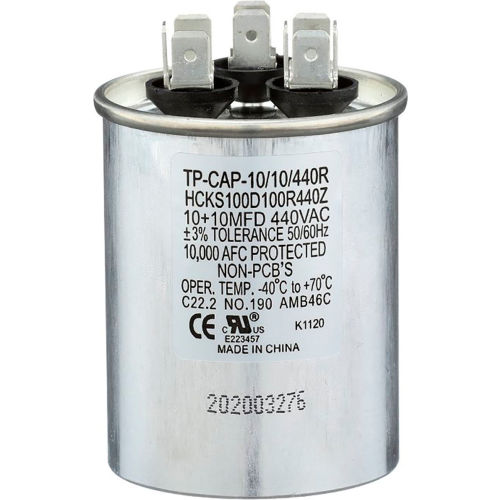 Tradepro® Run Capacitor, 10 + 10 MFD, 440V, Round