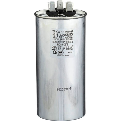 Tradepro® Run Capacitor, 70 + 5 MFD, 440V, Round