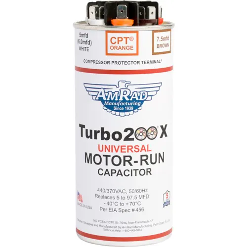 Turbo 200X Multi Cap Capacitor, 5 to 97.5 MFD, 370/440V