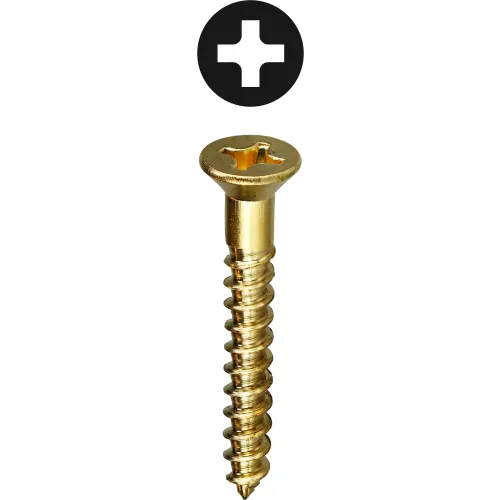 L.H.Dottie® Flat Head Wood Screw, Phillips, Brass, #10 x 1", 100 Pack
