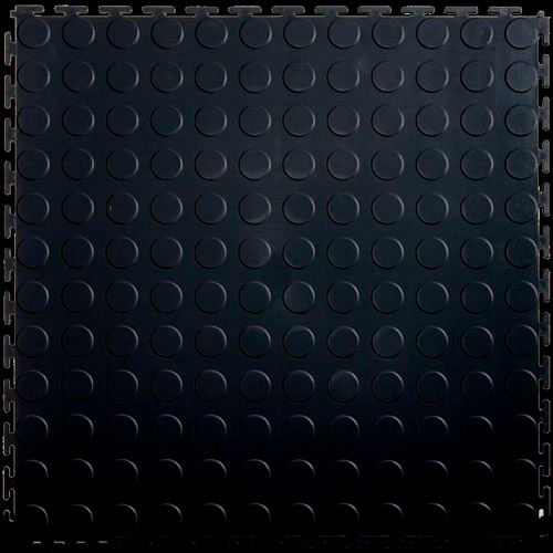 Lock-Tile® PVC Floor Tiles, LK001, 19.5x19.5", Coin, Black