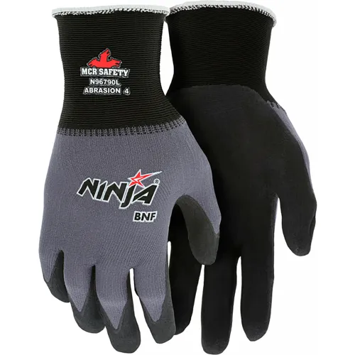MCR Safety Ninja BNF Gloves, 15 Gauge Nylon, Nitrile Coated Palm ...