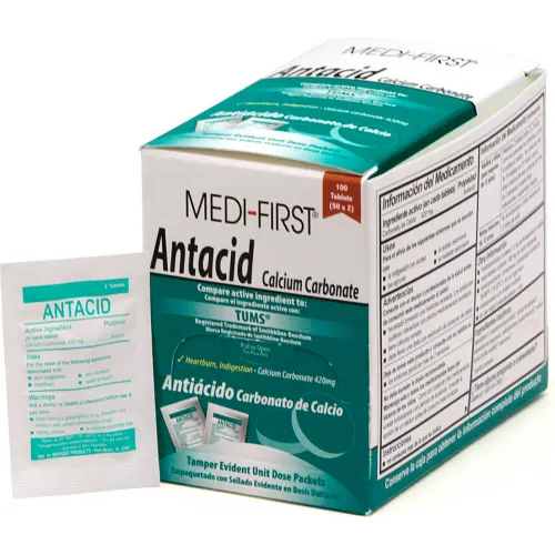 Medi-First® Antacid Packs 2/Pack, 50 Pack/Box, 80233