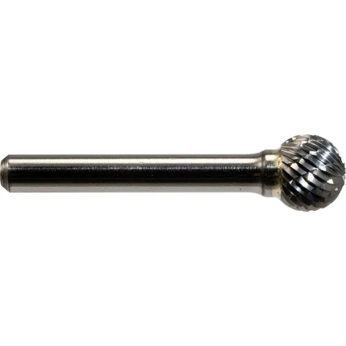 Global Industrial Ball Shaped Bur, Double Cut, 3"L x 1/8" Shank Dia., 1 ...