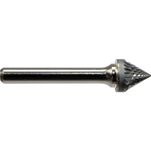 Global Industrial 60 Degree Cone Bur, Double Cut, 2"L x 3/16" Shank Dia.