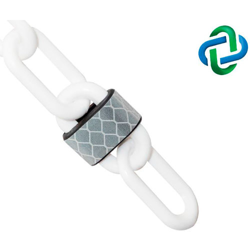 Mr. Chain Reflective Plastic Barrier Chain, 2" x 25 ft, White