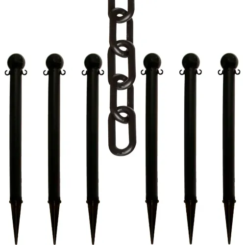 Mr. Chain® 3" Heavy Duty Ground Pole Kit w/ 2" x 50'L Chain, Black ...