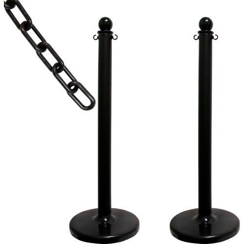 Mr. Chain® 2-1/2" Medium Duty Stanchion Kit w/ 2" x 10'L Chain, Black ...