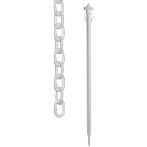 Mr. Chain® Colonial Pole Kits w/ 1" x 50'L Chain, White, Pack of 12