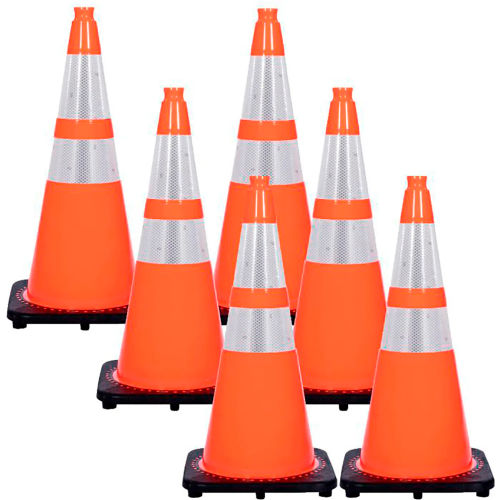 Mr. Chain DOT Traffic Cones, 28"H, 14" x 14" Base, 7 lbs, PVC, Traffic ...