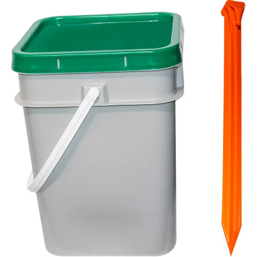 Mr. Chain® Utility Stakes In a Pail, 12"H, Safety Orange, Pack of 50
