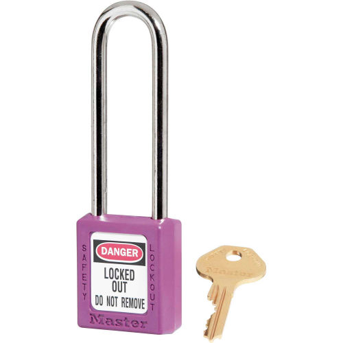 Master Lock® Thermoplastic Zenex™ 410LTPRP Safety Padlock, 1-1/2"W x 3"H Shackle, Purple