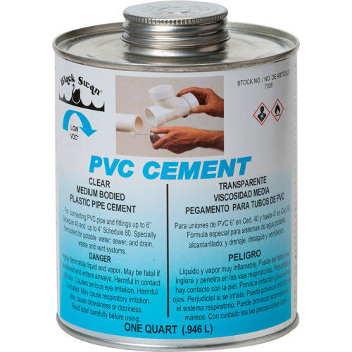 Black Swan PVC Cement (Clear) - Medium Bodied, 1 Qt - Pkg Qty 12