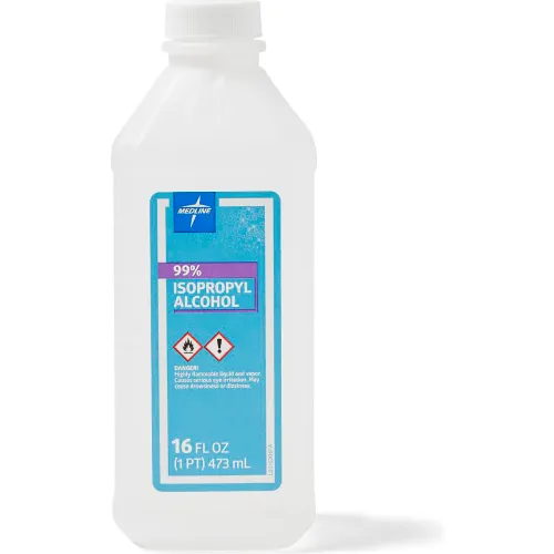 Medline 99% Isopropyl Alcohol, 16 oz. Bottles, 12/Pk - Pkg Qty 12