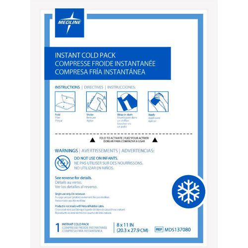 Medline Standard Instant Cold Packs, 8"L x 11"W, Pack of 24
