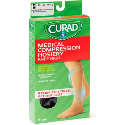 Medline Curad Compression Hosiery w/ 15-20 mmHg, Knee High, Small, Size ...