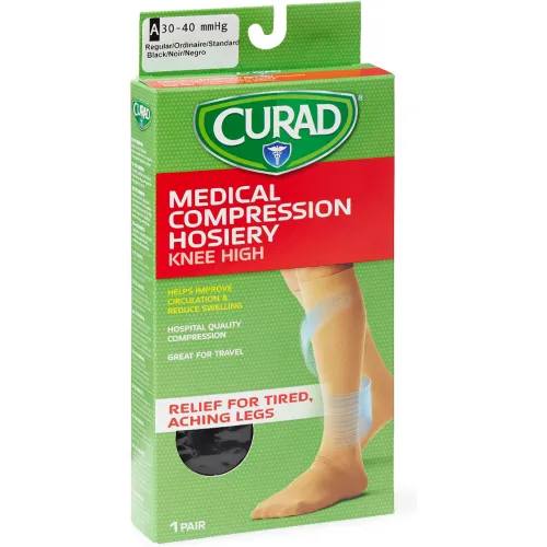 Medline Curad Compression Hosiery w/ 30-40 mmHg, Knee High, Small, Size ...