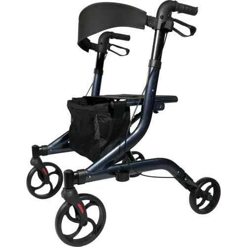 Medline European Style Aluminum Rollator, Navy Blue