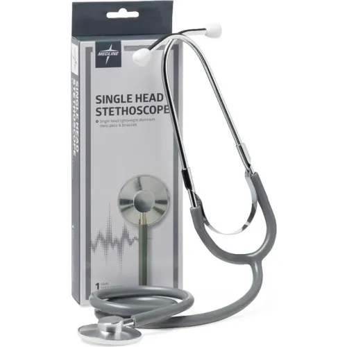 Medline Single Head Stethoscope, 22"L Tubing, Gray