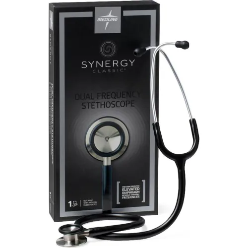Medline Synergy Dual Frequency Stethoscope, Black