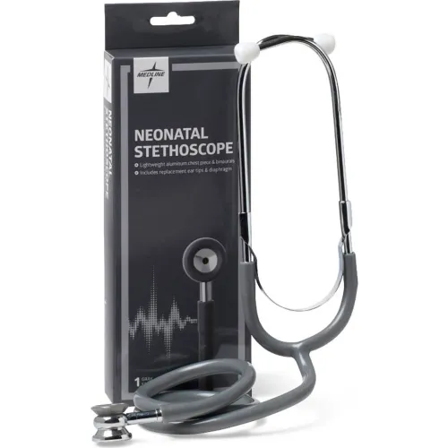 Medline Dual Head Neonatal Stethoscope, 22"L Tubing, Gray