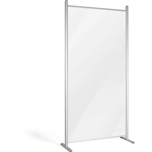 Clear Wall Separator 37"W x 74-1/2"H, Silver Frame