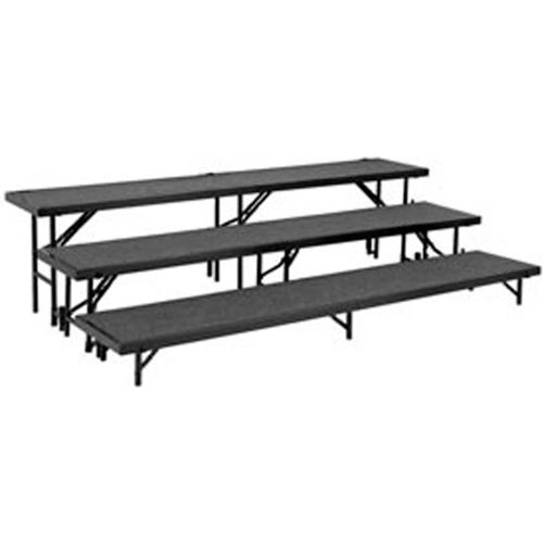 3 Level Tapered Riser with Carpet - 60"L x 18"W - 8"H, 16"H & 24"H - Black