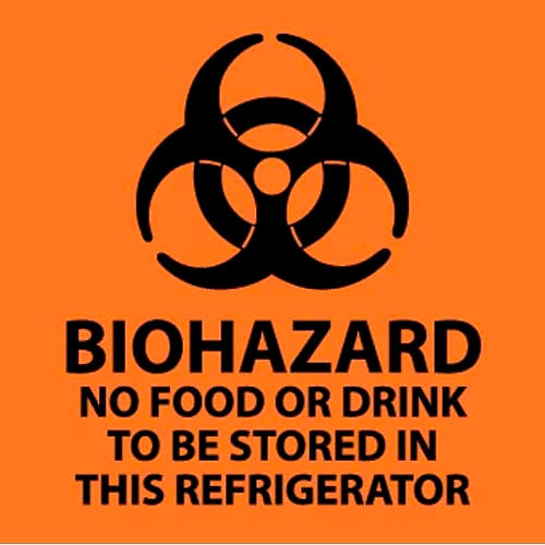 Warning Sign, Biohazard No Food Or Drink To Be Stored In This ...