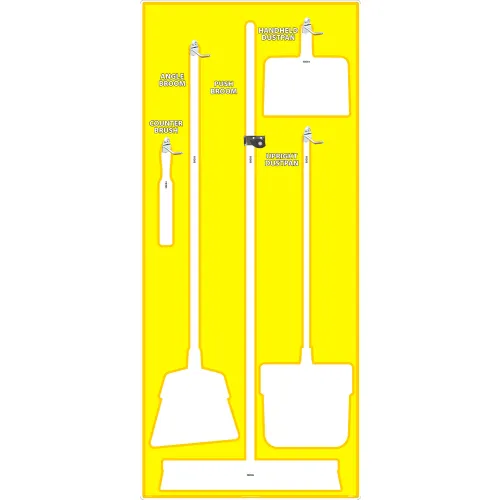 National Marker Janitorial Shadow Board, Yellow on White, General ...