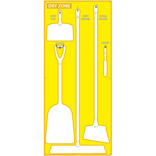 National Marker Dry Zone Shadow Board, Yellow/White,68 X 30, Pro Series ...
