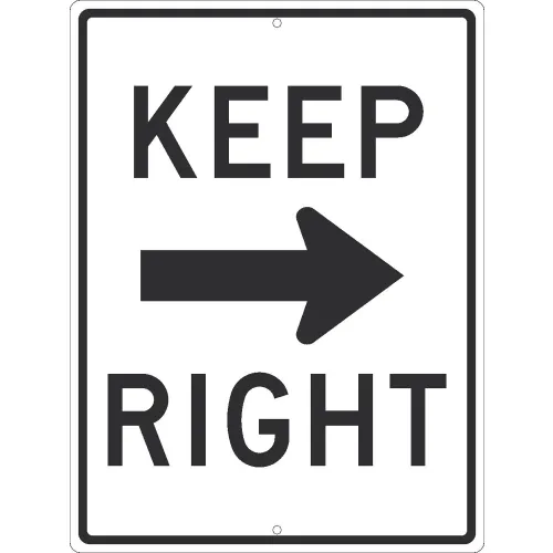 NMC TM530K Traffic Sign, Keep Right Arrow (Graphic), 24" x 18", White