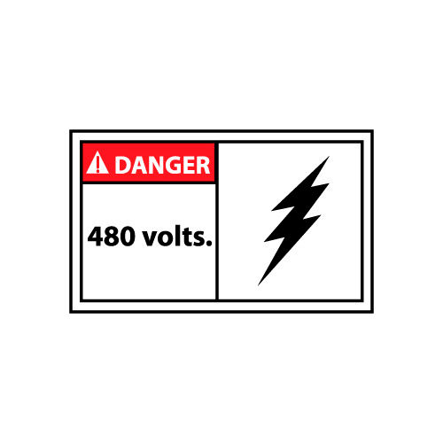 Graphic Machine Labels - Danger 480 Volts