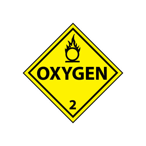 NMC™ Dot Oxygen 2 Placard Sign, Pressure Sensitive Vinyl