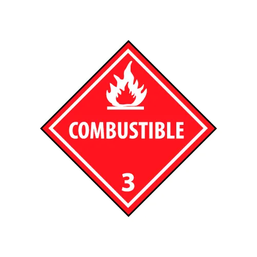 NMC™ Dot Combustible 3 Placard Sign, Rigid Plastic