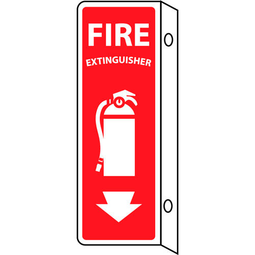 NMC™ Fire Flange Plastic Sign, Fire Extinguisher, 4"W x 12"H, Gray
