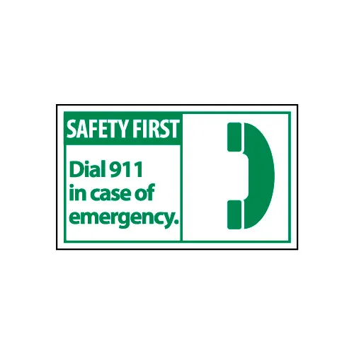 Graphic Machine Labels - Safety First Dial 911 In Case Of Emergency