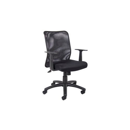 Interion® Mesh Office Chair with Adjustable Arms & Mid Back, Fabric, Black