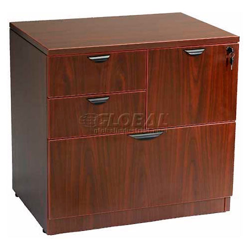 Boss Combo Lateral File 31W" x 22D", Mahogany