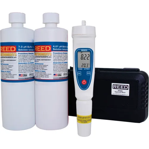 REED Instruments pH Meter & 4pH/7pH Buffer Solution Kit