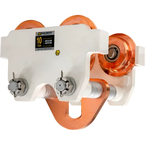 OZ Lifting Products Spark Resistant Push Beam Trolley, 10 Ton Capacity